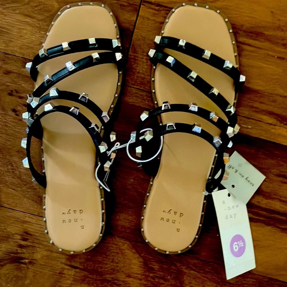 a new day | Shoes | Size 65 Studded Vegan Leather Sandals | Poshmark